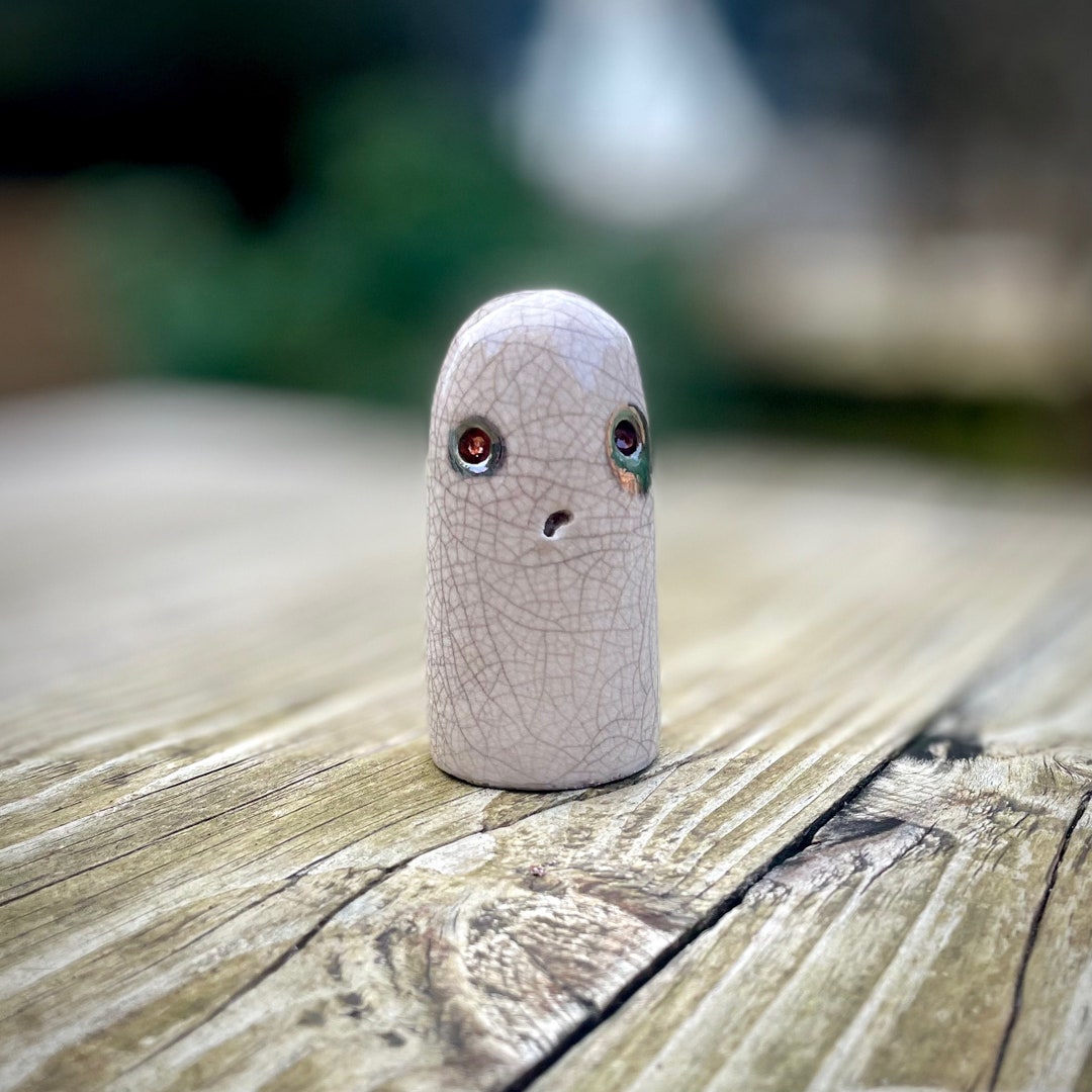 A Handmade Ceramic Mini Pottery Ghost Decoration Raku Fired Glazed in ...