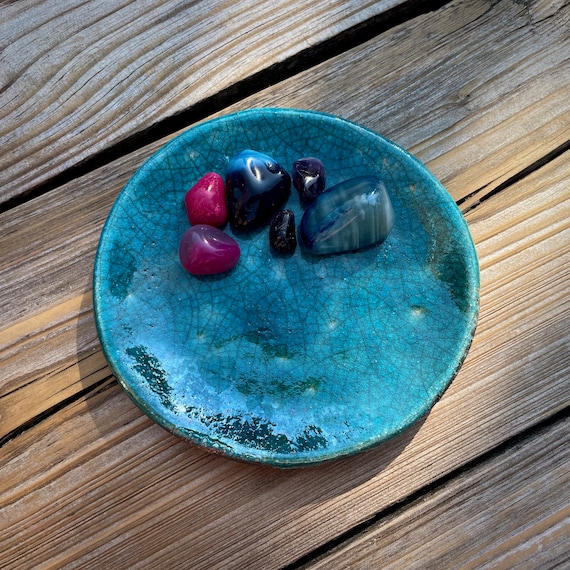 Raku Fired Handmade Turquoise Blue Green Crackle Glaze Ceramic - Etsy