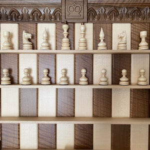 Handmade Walnut Wall Mounted Chess Set: Vertical Carved Board - Etsy