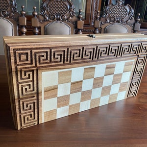 Large Chess Set, Wooden Chess Checkers Large Chess Set Wood, Carved ...