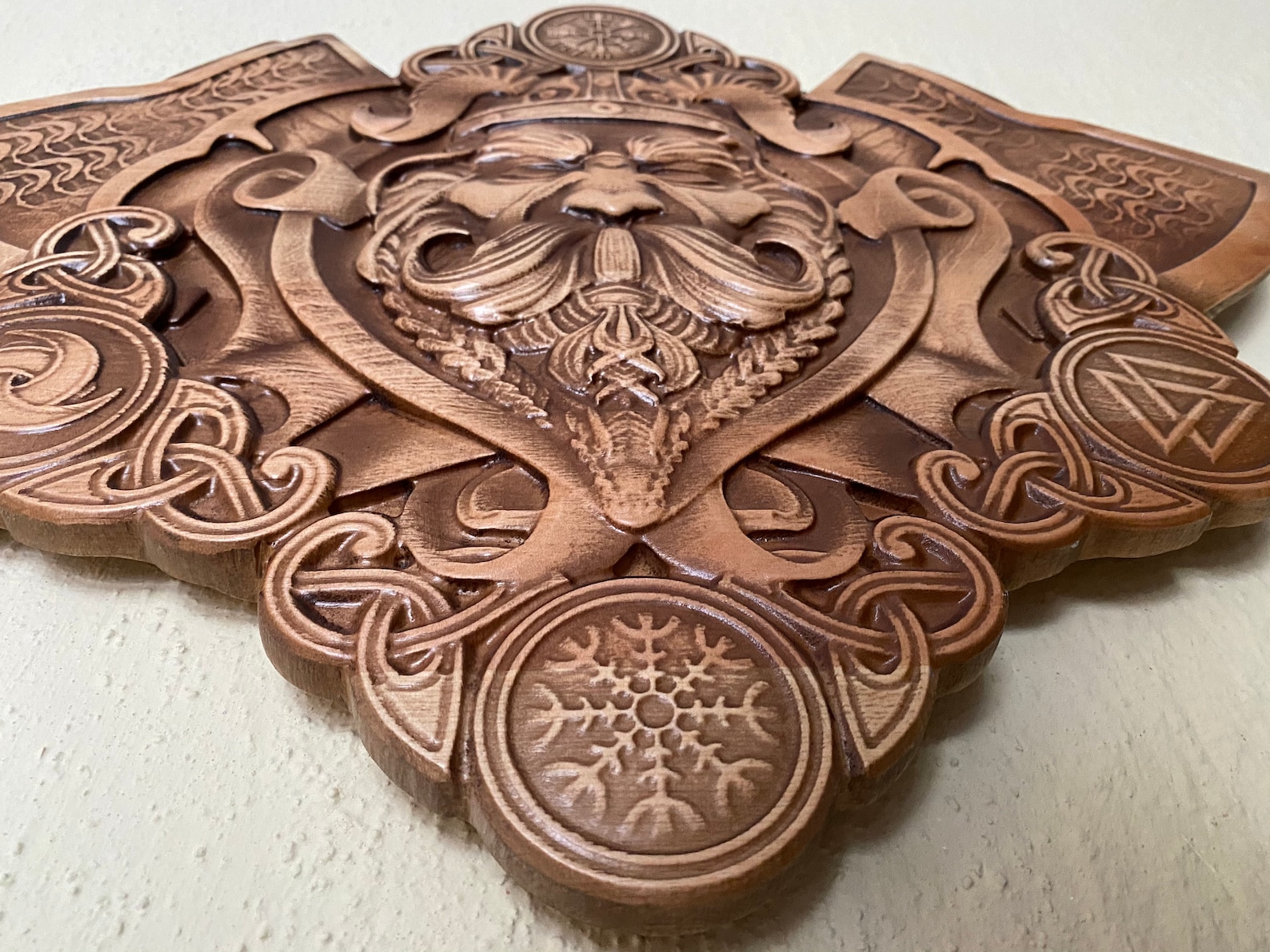 Ancient vikings Wood carving Wall hanging Skandinavian style | Etsy