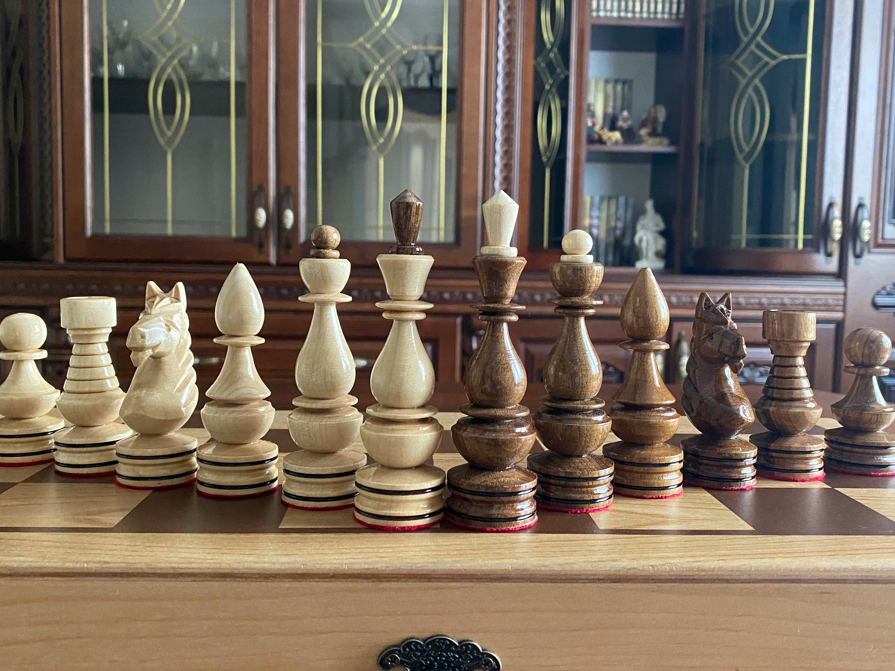 Hand Carved Wooden Chess Pieces: Carpathian Mountain Wood - Etsy