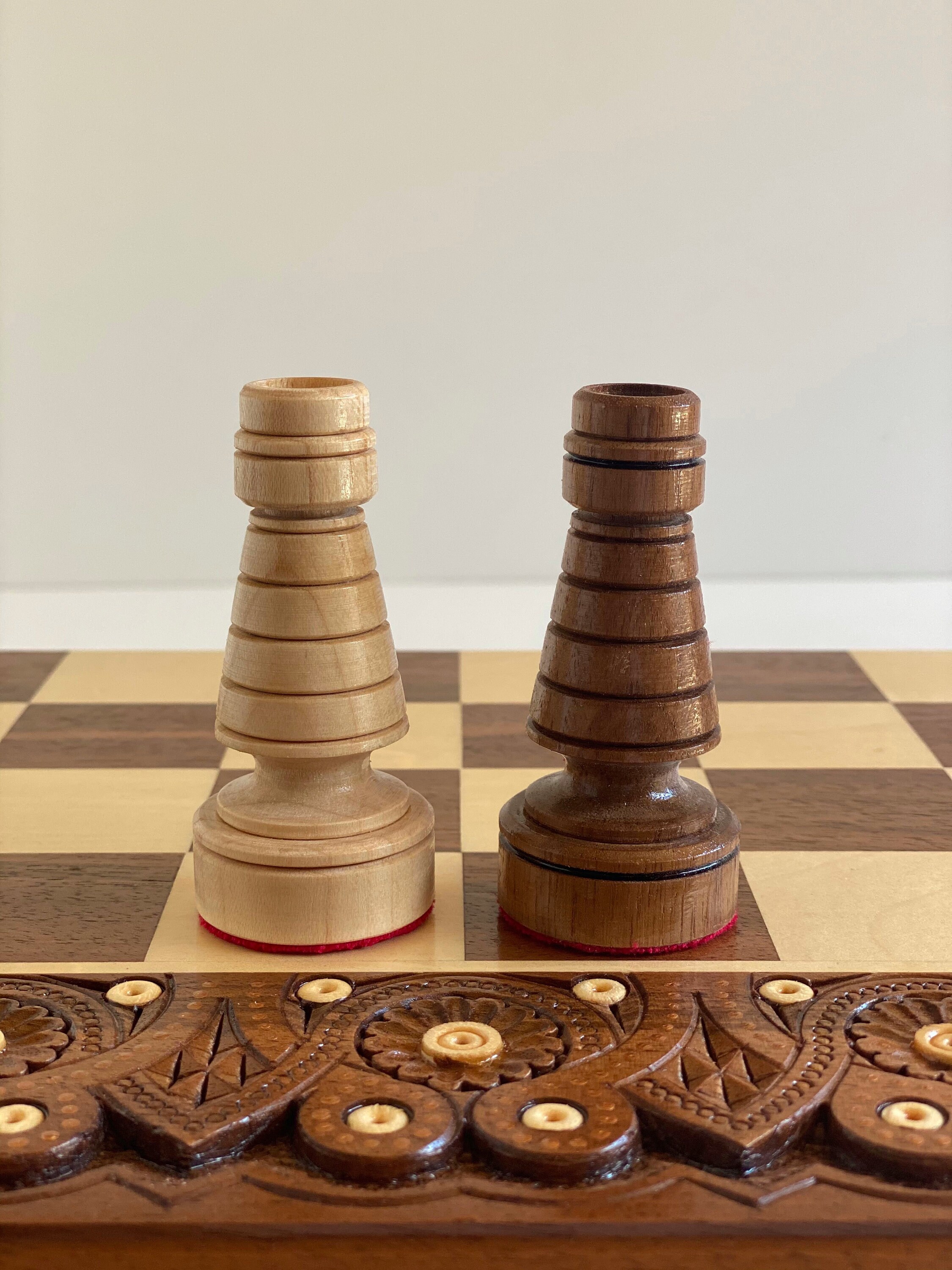 Wooden Chess Pieces Wooden Chess Set Chess Set Wood Carving | Etsy