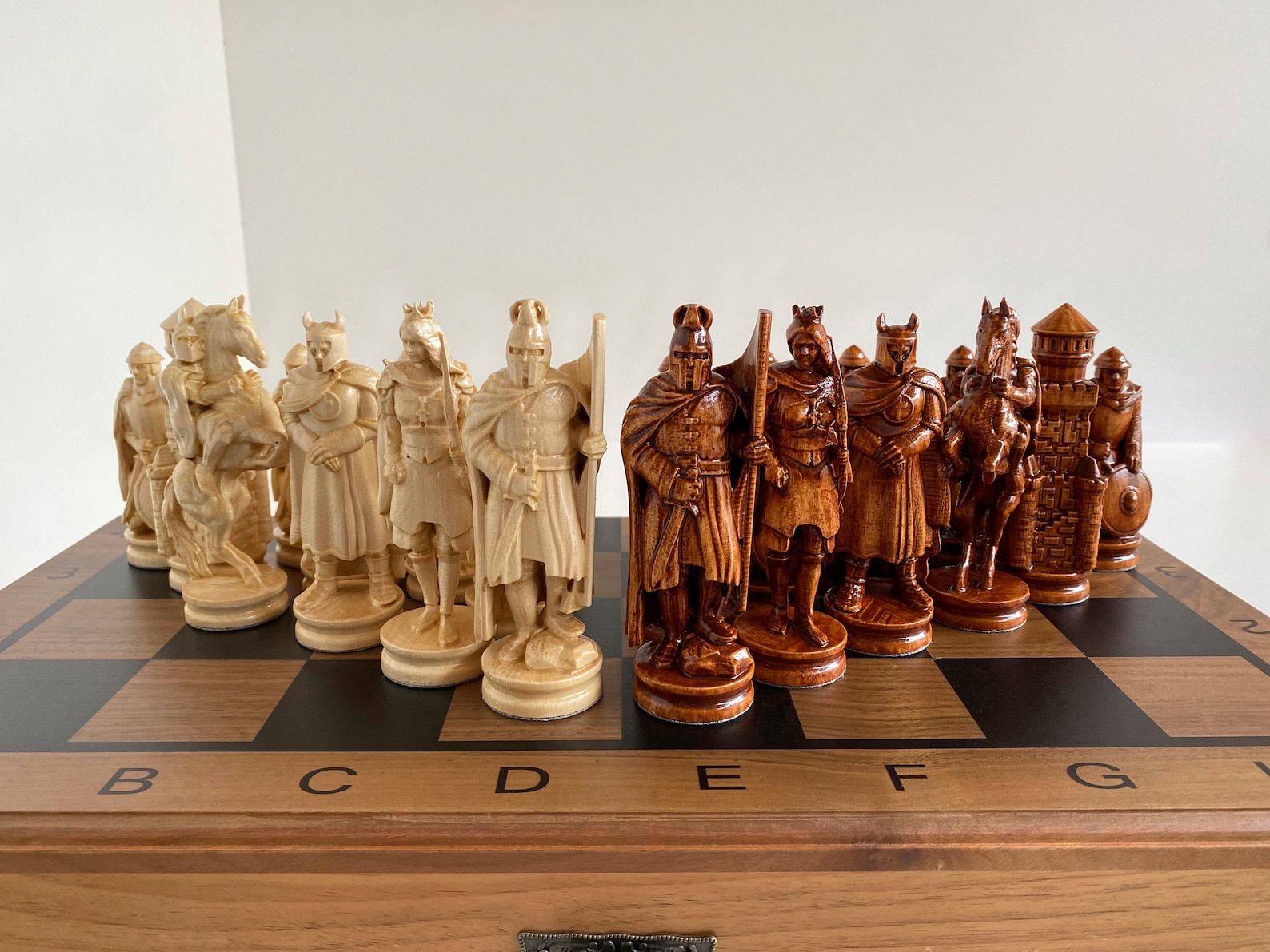 Medieval Wooden Chess Pieces Original Chess Pieces Wood - Etsy