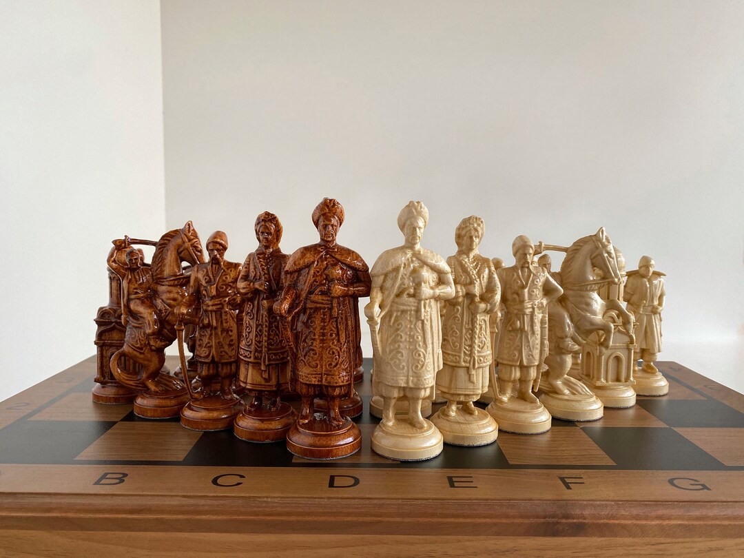 Ukrainian Folk Chess Pieces, Original Chess Pieces, Wood Carving Chess ...