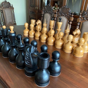 XXL Chess Pieces Large Chess Pieces Set Wooden Chess Big - Etsy UK