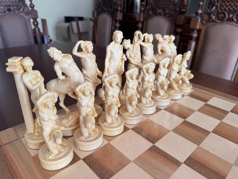 Greek Gods Chess Pieces: Wood Carving, Exclusive Gift - Etsy