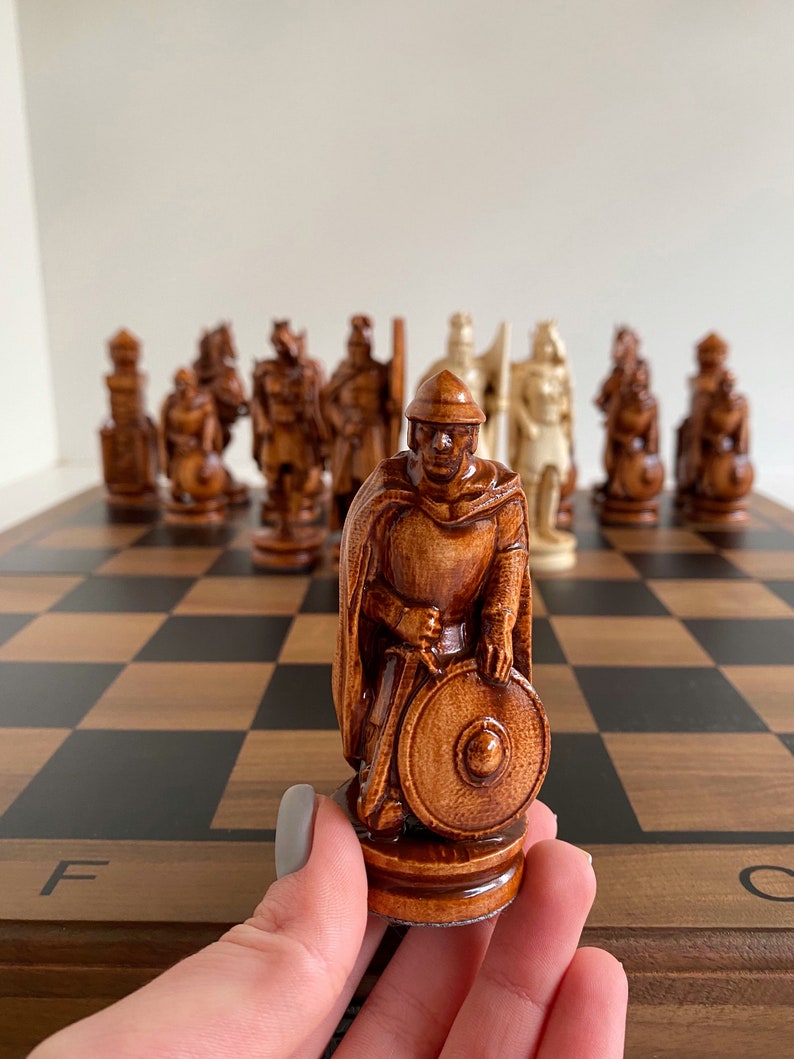 Medieval Wooden Chess Pieces Original Chess Pieces Wood - Etsy