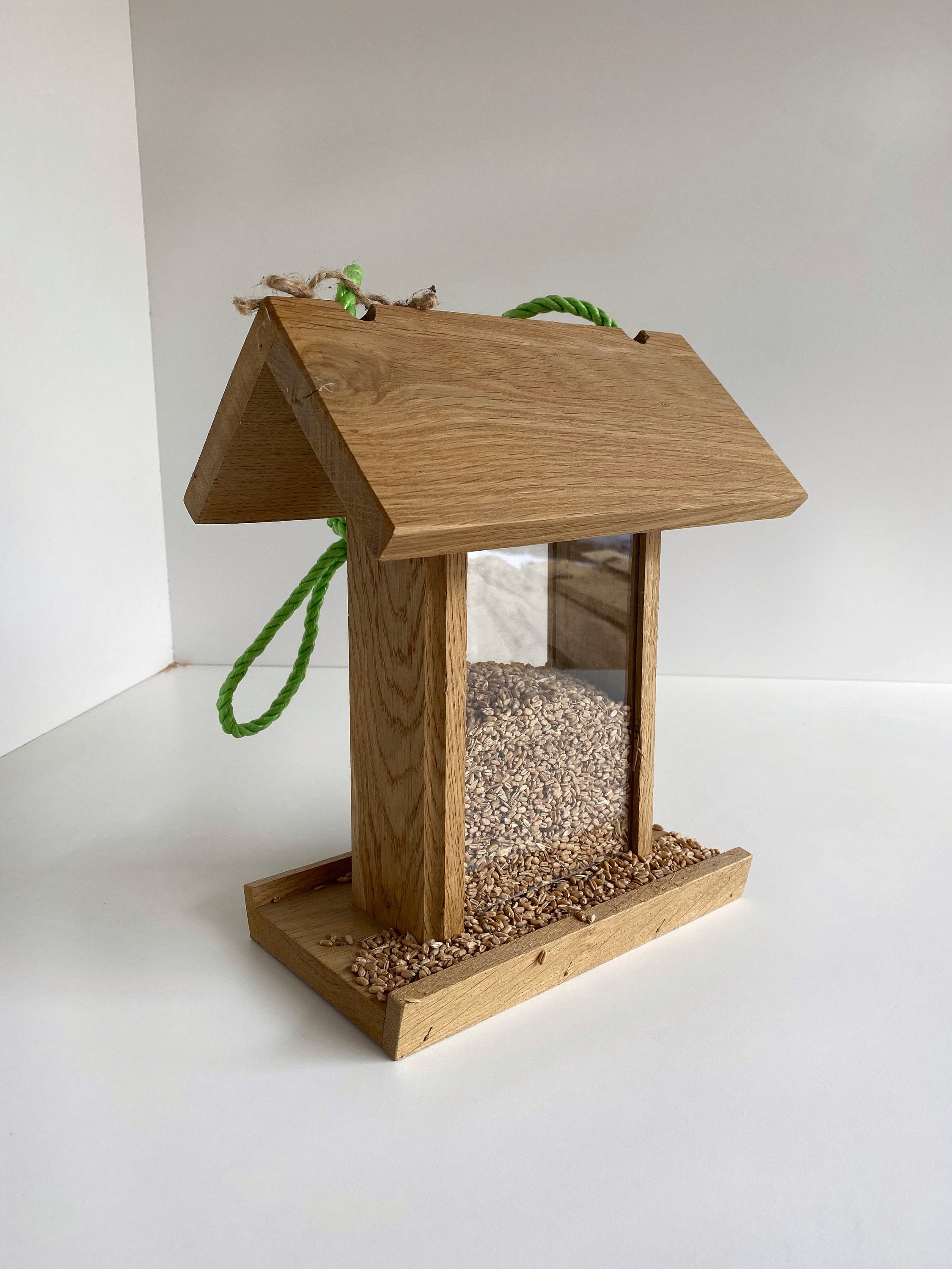 Bird Feeder Wooden Bird feeder Gift Wood Handmade Oak | Etsy