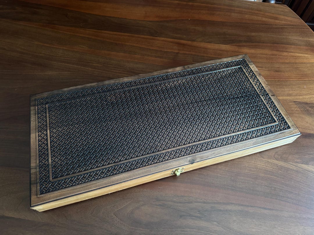 Large Carved Walnut Backgammon Set: Folding Wooden Board - Etsy