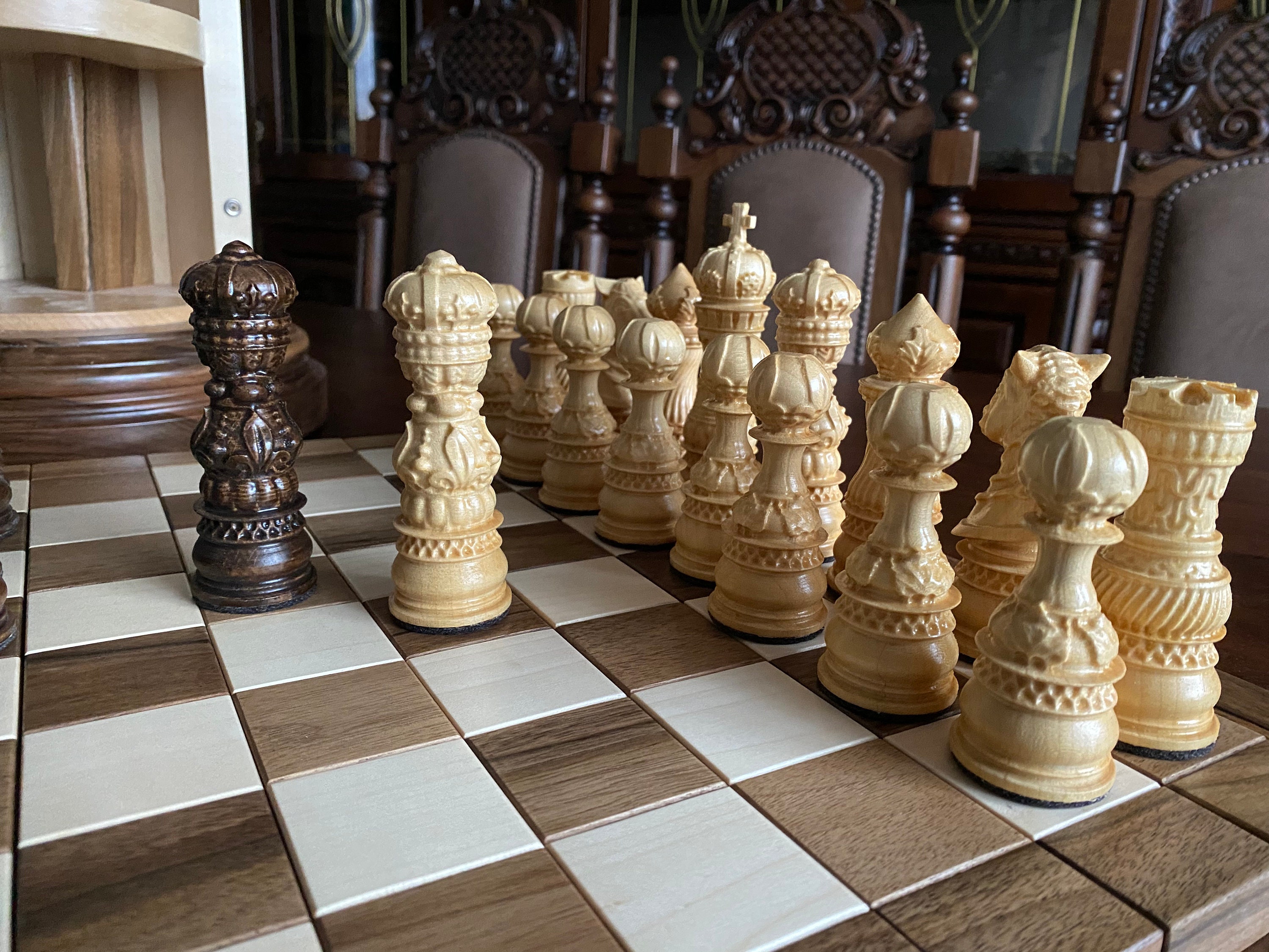 Castle Chess Set With Storage: Unique Wooden Chess Gift - Etsy