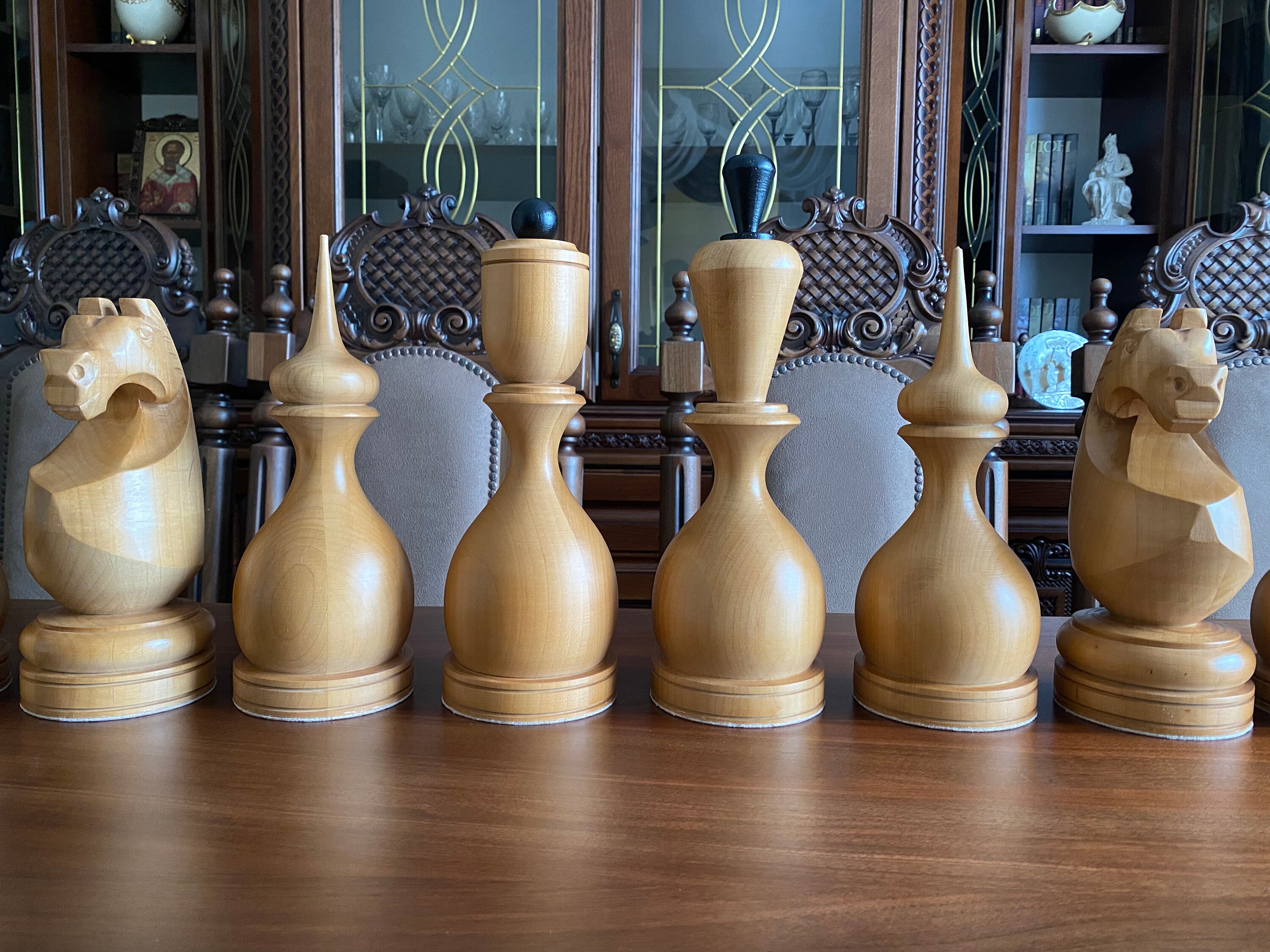 XXL Chess Pieces Large Chess Pieces Set Wooden Chess Big - Etsy