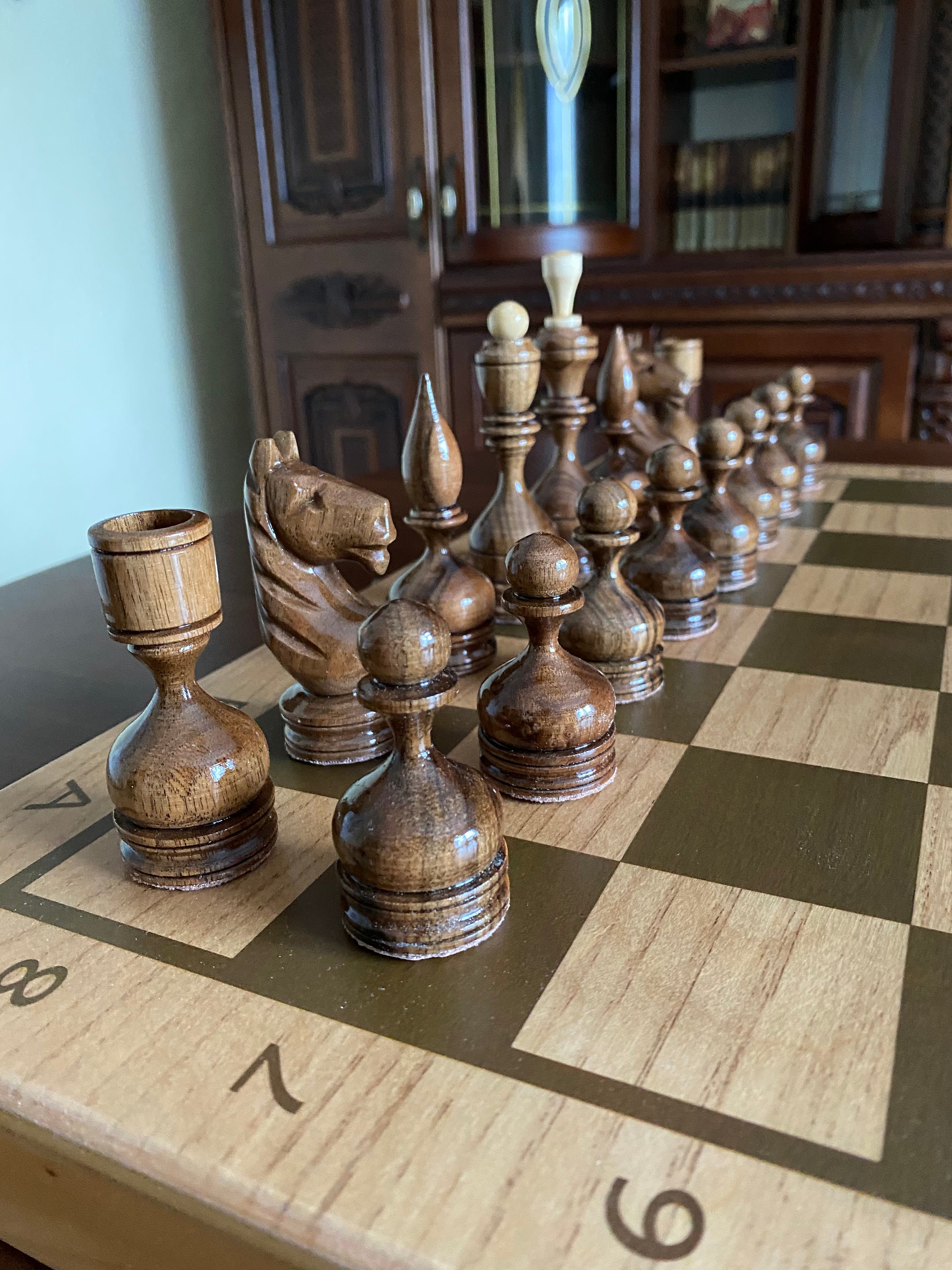 Wooden Chess Pieces Wooden Chess Set Chess Set Wood Carving - Etsy