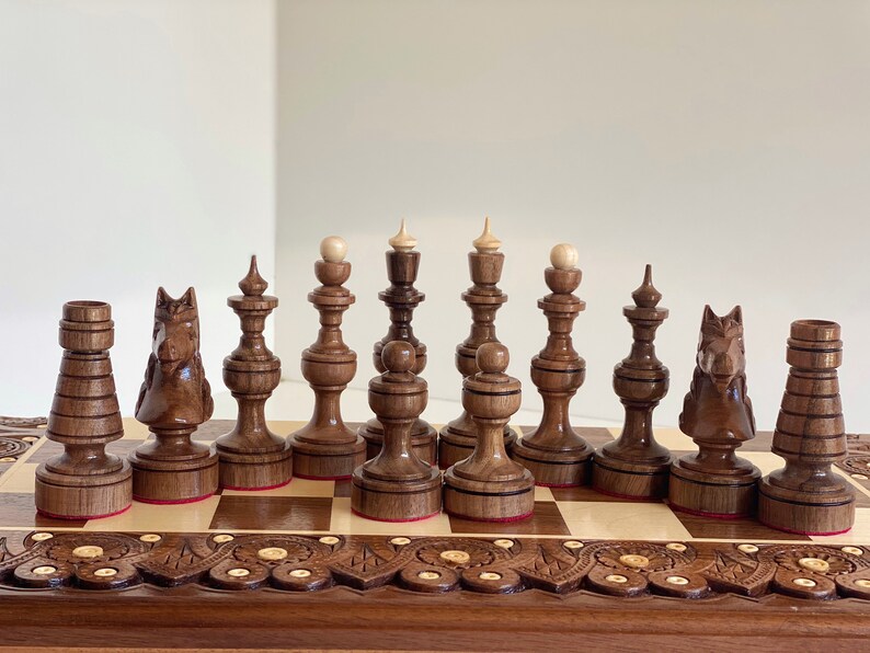 Wooden Chess Pieces Wooden Chess Set Chess Set Wood Carving - Etsy
