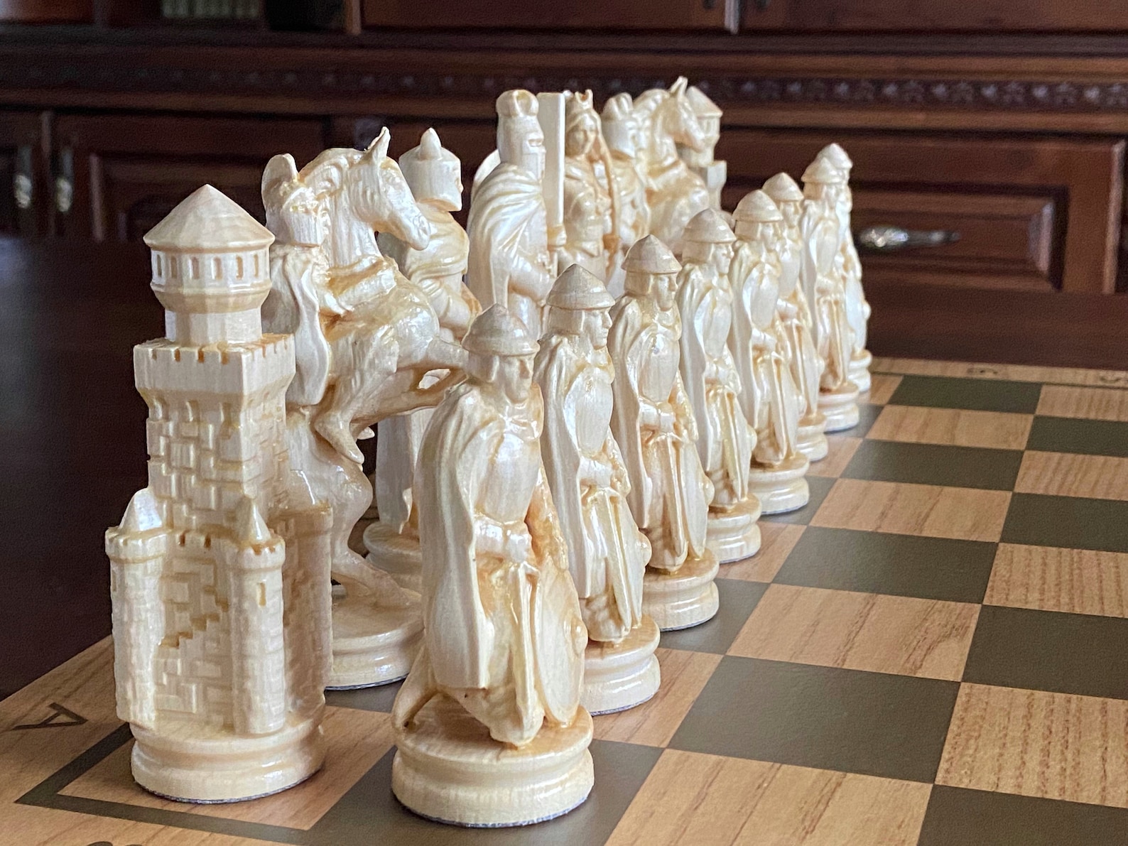 Medieval Wooden Chess Pieces Original Chess Pieces Wood - Etsy UK