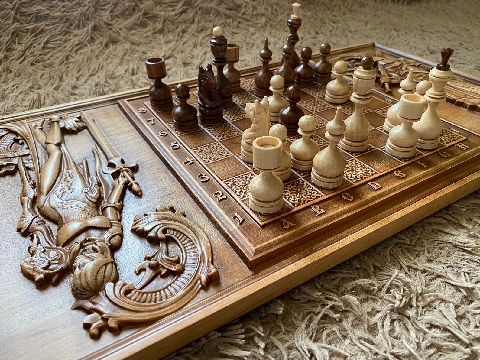 Carpathian Wood Carved Chess Set: Original Knight Design - Etsy