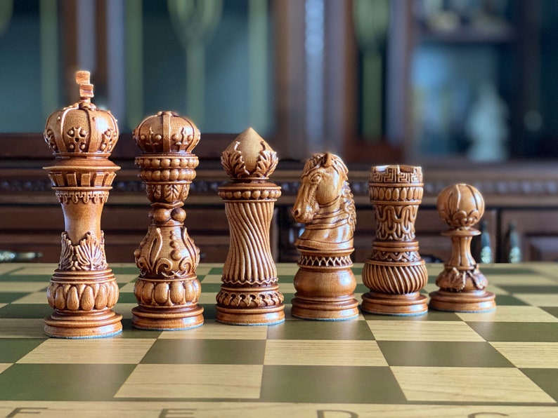 Wooden Chess Pieces lily Original Chess Pieces Wood - Etsy