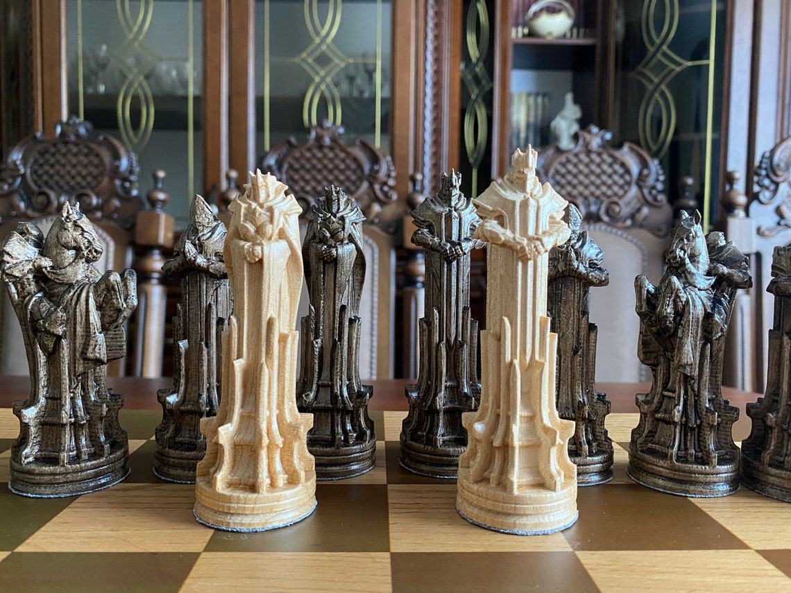 Black palladin Original Chess Pieces Wood Carving Chess - Etsy