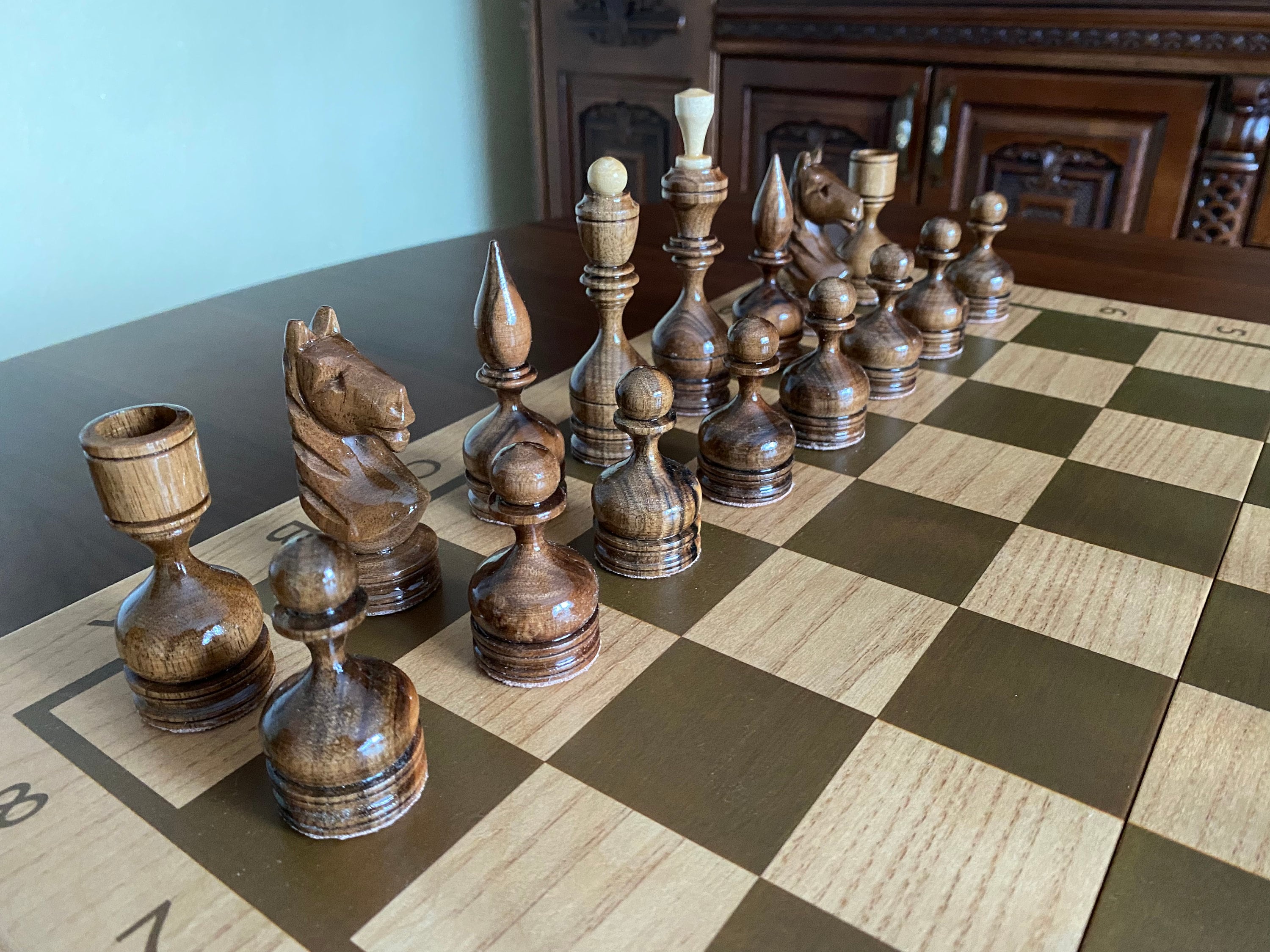 Wooden Chess Pieces Wooden Chess Set Chess Set Wood Carving - Etsy