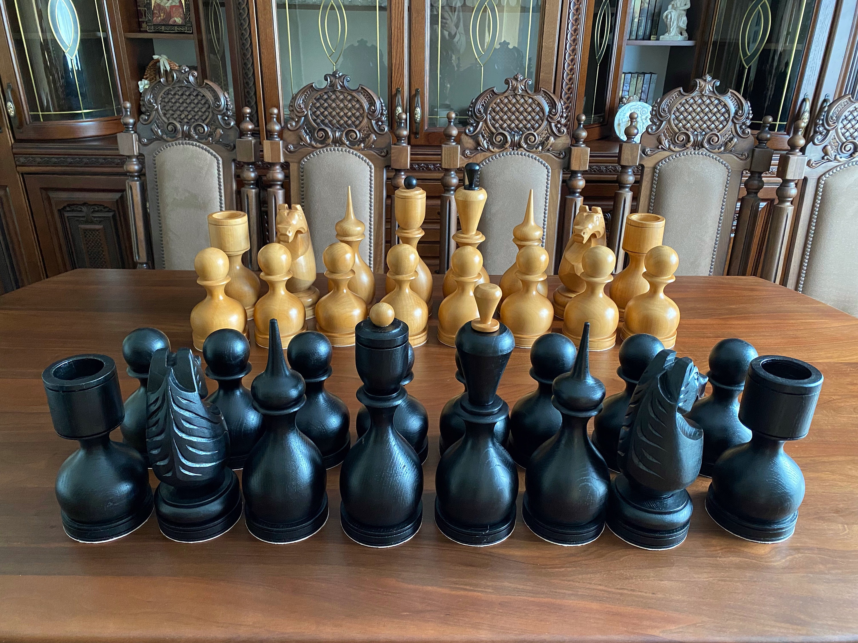 XXL Wooden Chess Pieces: Large 3D Chess Set, 12.2" King - Etsy