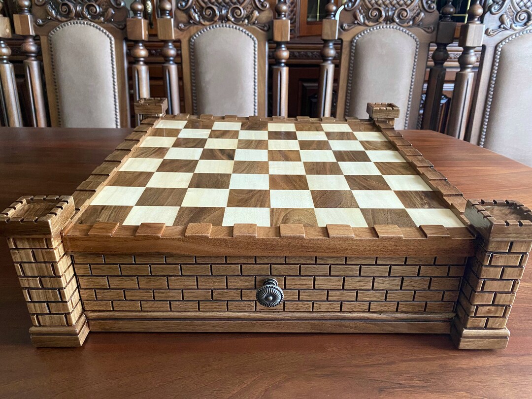 Hand Carved Castle Chess Board Handmade Chess Board Luxury - Etsy