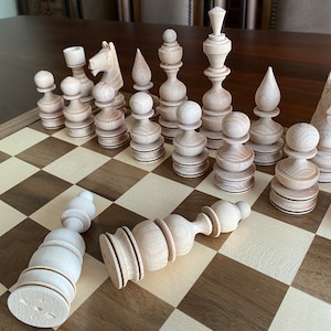 Unfinished Wooden Chess Pieces Set: Hand Carved, Unlaquered - Etsy