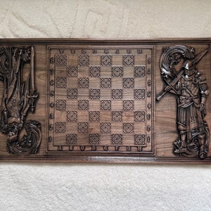 Carpathian Wood Carved Chess Set: Knight Theme, Original Design - Etsy