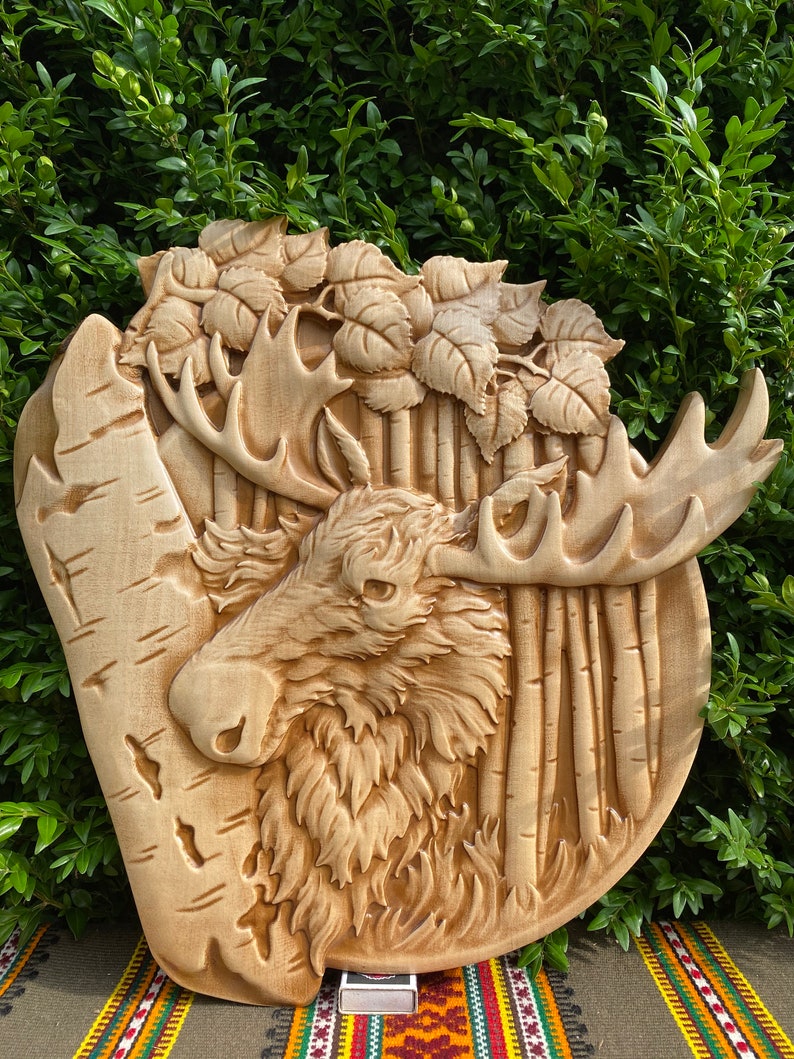 Wooden Picture Moose Wood Wall Plate Wood Wall Art Wood - Etsy