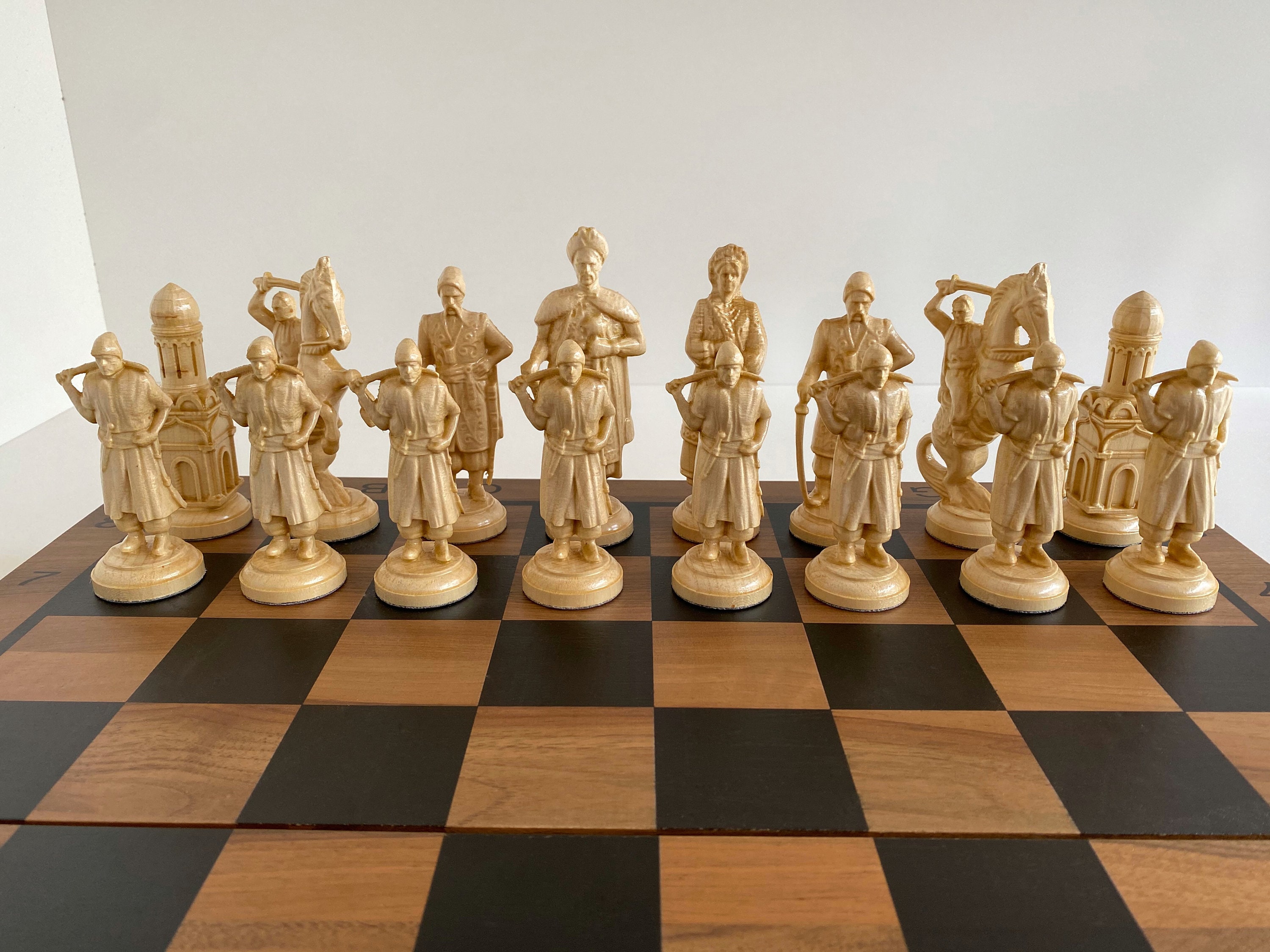 Ukrainian Folk Chess Pieces Original Chess Pieces Wood - Etsy