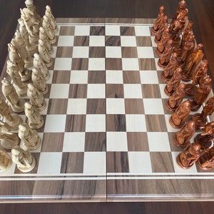 10x10 Chess Set, Original Chess Pieces, Wood Carving Chess Pieces ...