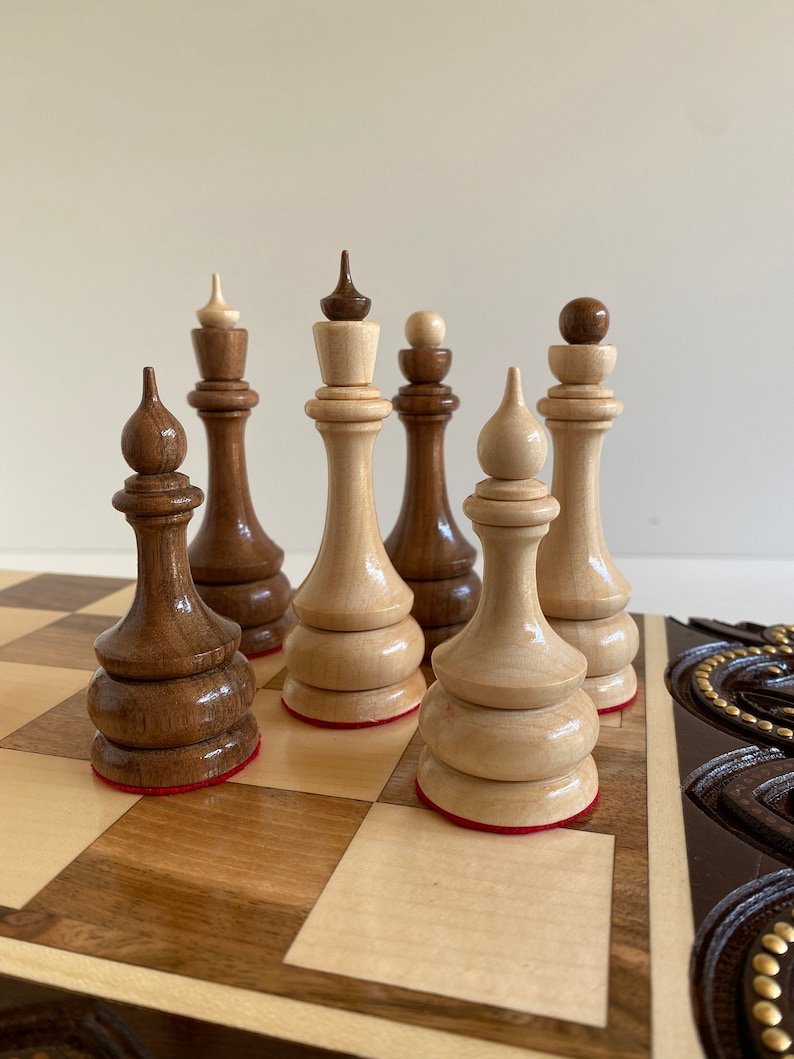 Wooden Chess Pieces Wooden Chess Set Chess Set Wood Carving - Etsy