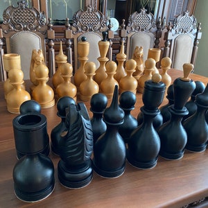 XXL Chess Pieces Large Chess Pieces Set Wooden Chess Big - Etsy UK