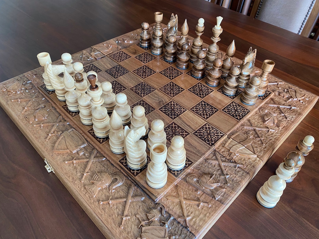 Large Chess Set Wooden Chess Backgammon Checkers Large Chess - Etsy