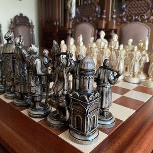 Wooden Chess Pieces in Ukrainian Style, Zaporozhian Cossacks, Original ...