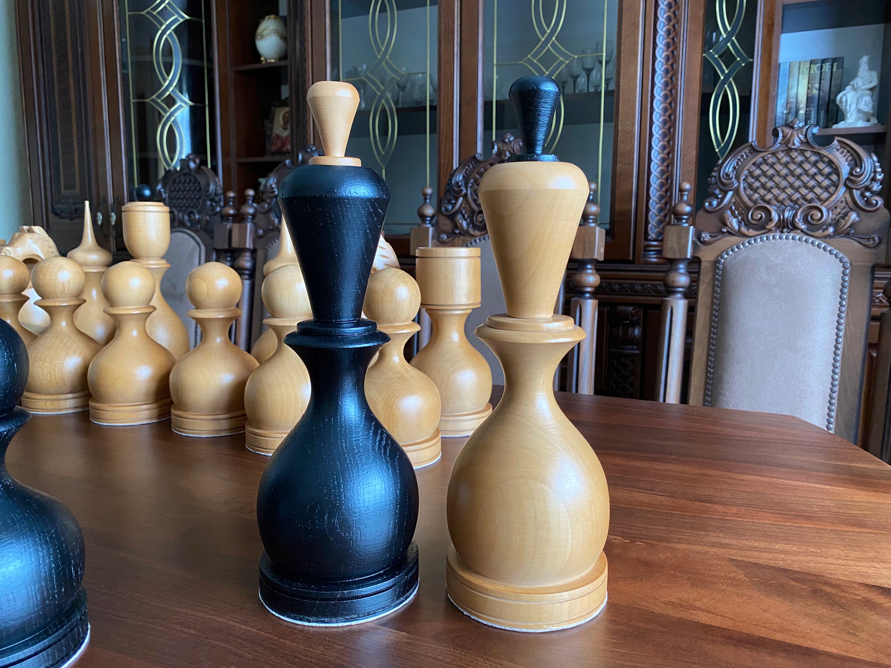 XXL Chess Pieces Large Chess Pieces Set Wooden Chess Big - Etsy UK