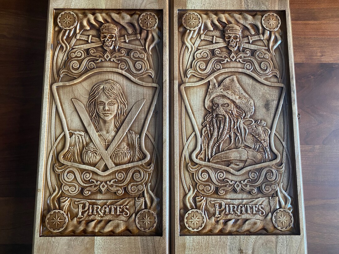 Backgammon Set, Large Folding Board, Carved Wooden Backgammon Board and ...