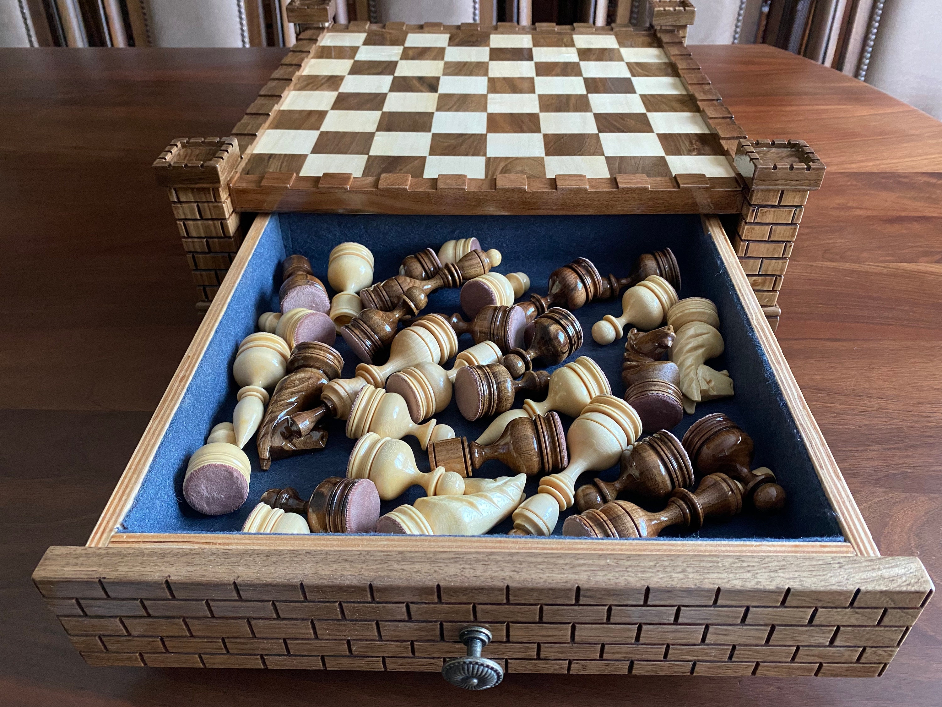 Handmade Castle Chess Board: Luxury Wooden Chess Set - Etsy