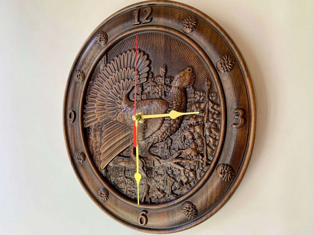 Wooden Wall Clock Office Wall Hanging Rustic Clock Large Round Clock ...