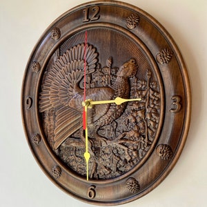 Wooden Wall Clock Office Wall Hanging Rustic Clock Large Round Clock ...