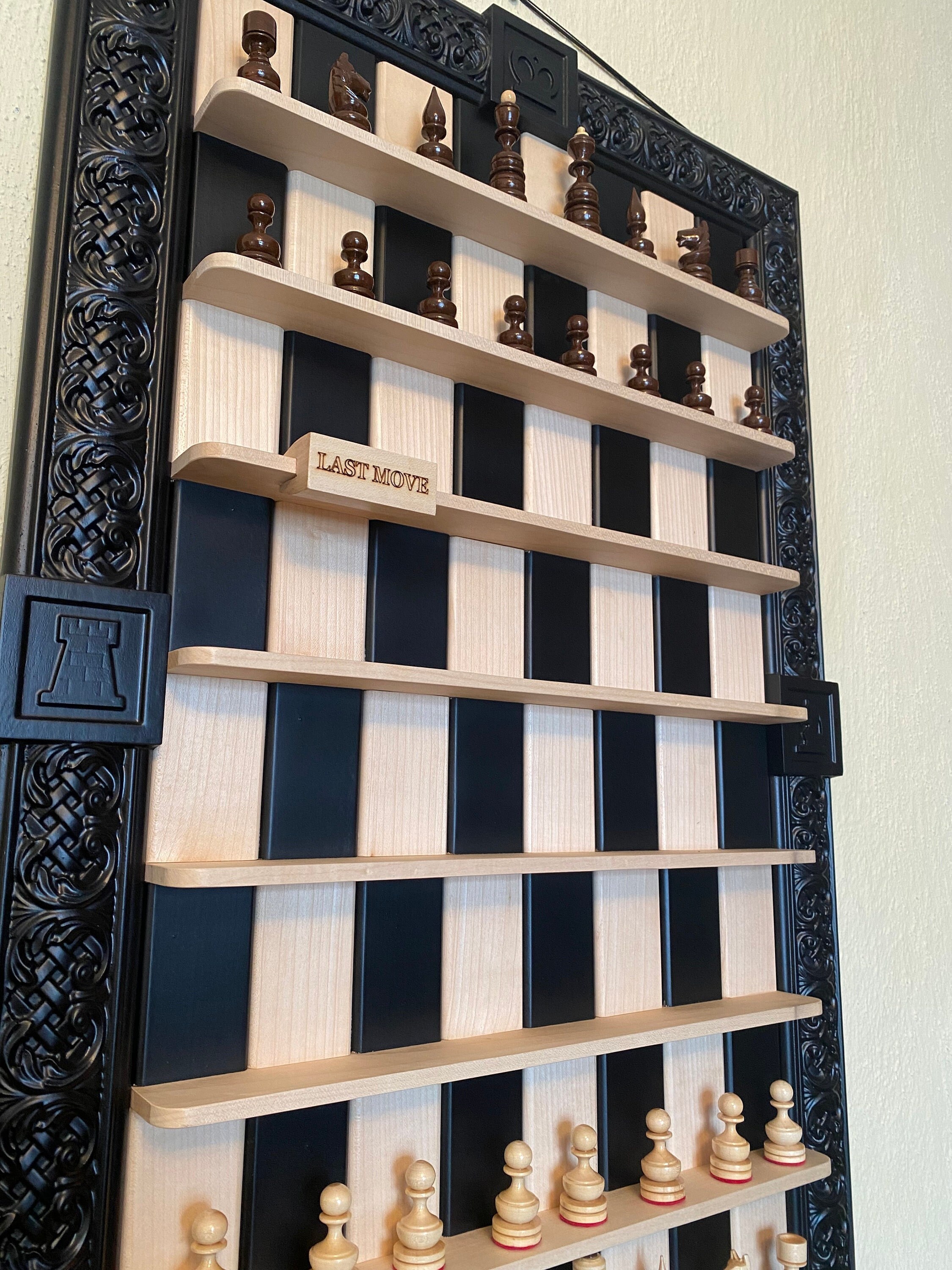 Vertical Carved Chess Set Wall Decor Chess Black Chess Board | Etsy