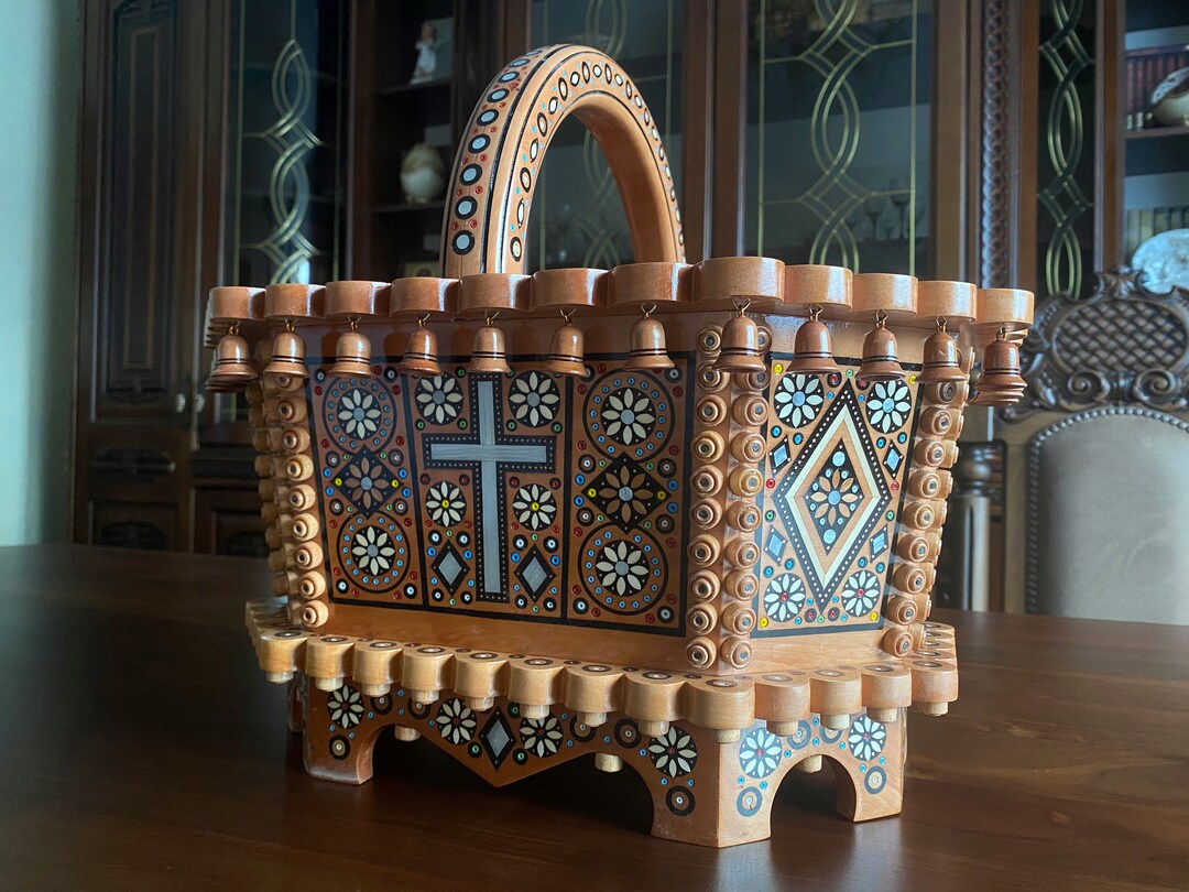 Easter Basket, Wooden Easter Basket, Handcarved Wooden Basket, Inlay ...