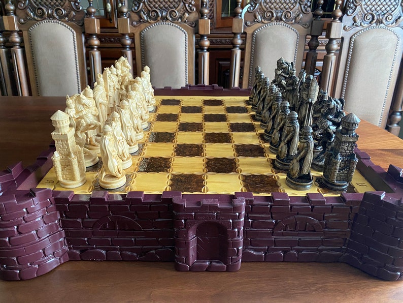 Medieval Castle Chess Board 23.6 Hand Crafted Chess Board - Etsy
