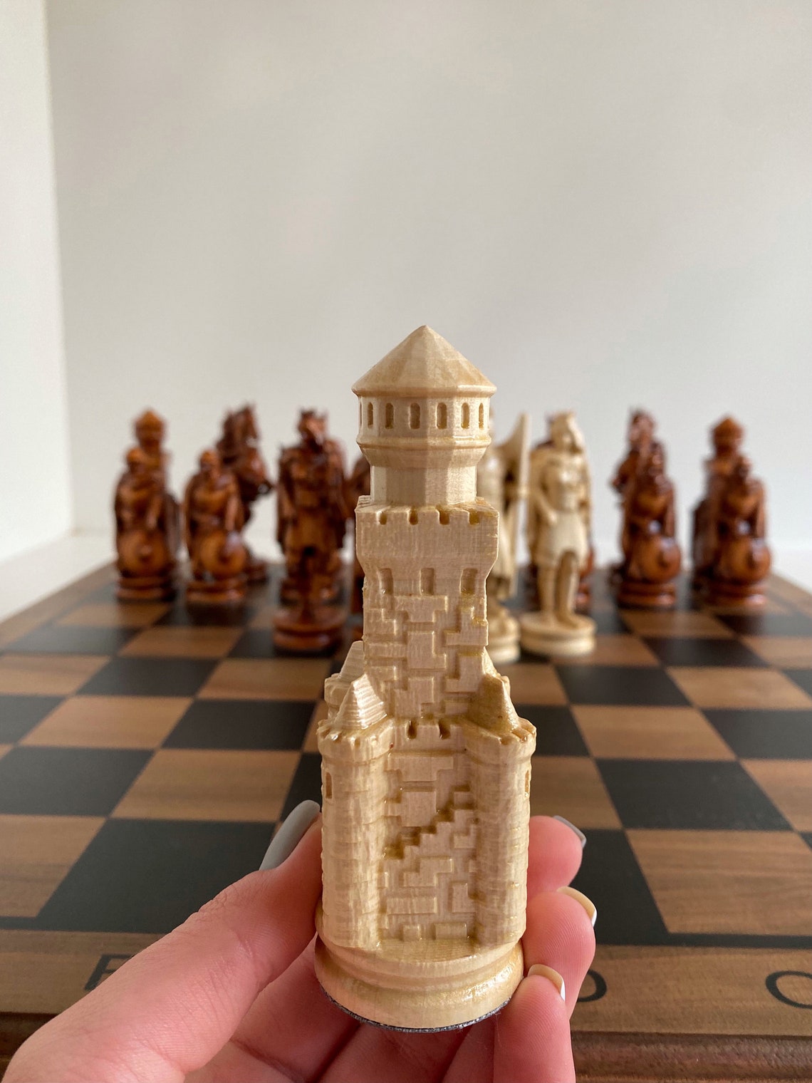 Medieval Wooden Chess Pieces Original Chess Pieces Wood - Etsy