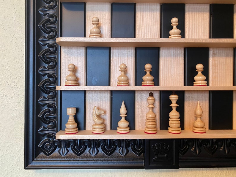 Handmade Vertical Chess Set: Carved Wall Mounted Board - Etsy