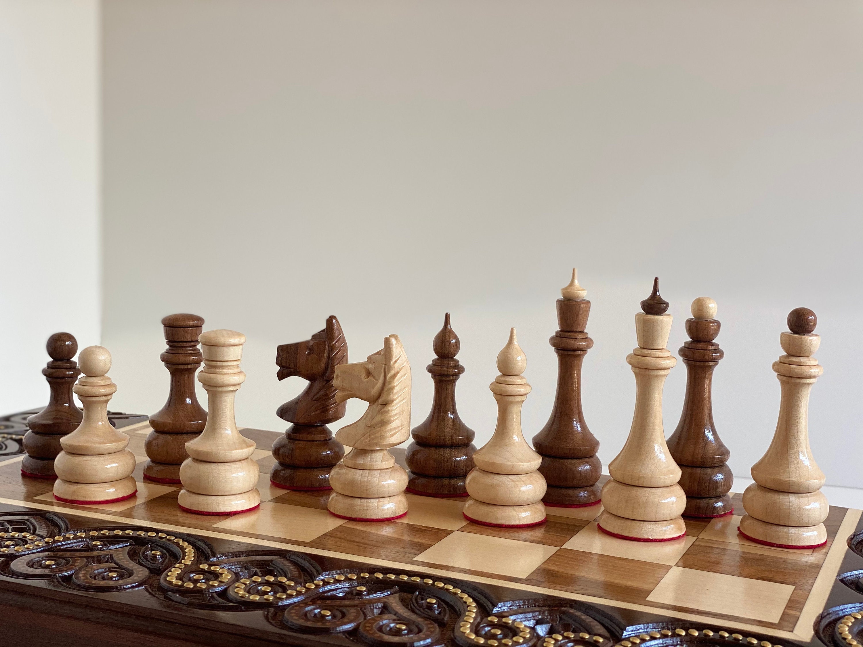 Wooden Chess Pieces Wooden Chess Set Chess Set Wood Carving - Etsy