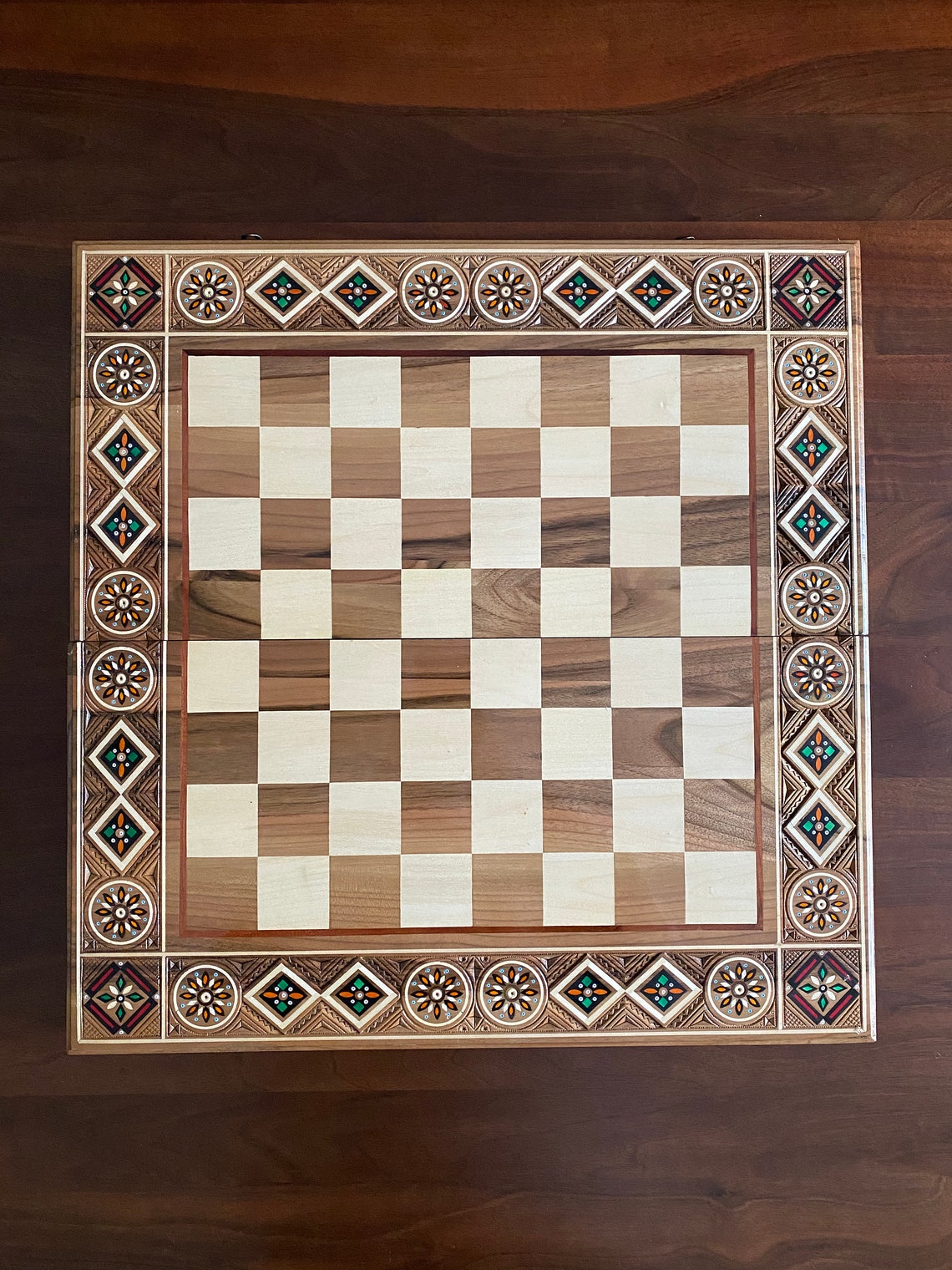 Wooden Hand Carved Chess Set Chess 3in 1 Large Chess Set Wood - Etsy