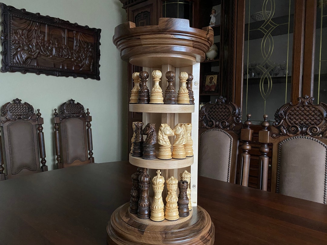 Castle Chess Tower With Chess Pieces “lily” Inside, Chess Board With ...