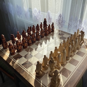 10x10 Chess Set, Original Chess Pieces, Wood Carving Chess Pieces ...