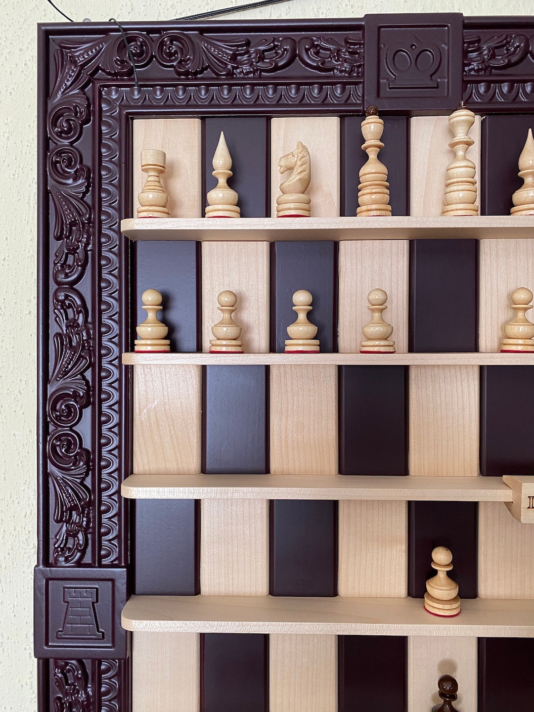 Vertical Carved Chess Set Black Chess Board With Option for Chess ...