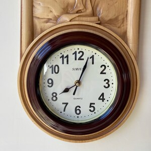 Wooden Carved Wall Clock “themis” Greek Clock Wall Hanging Rustic Clock ...